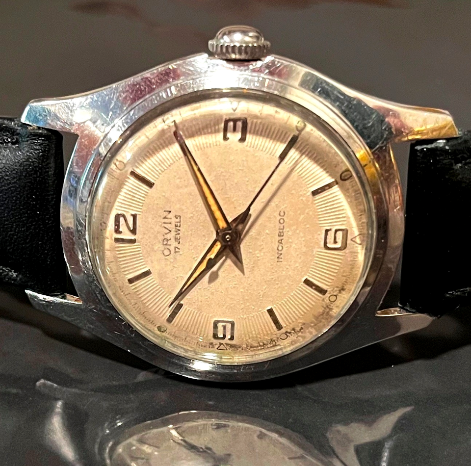 VINTAGE c. 1955 ORVIN 17j SOLID S.S. Men's Watch- Good, Running & Free ...