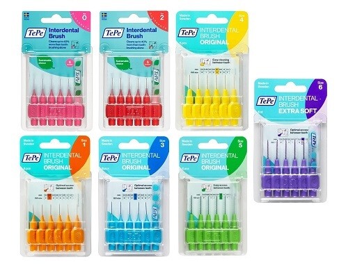 TePe Interdental Brush Original Sizes 0 1 2 3 4 5 6 (Choose Your Size ...