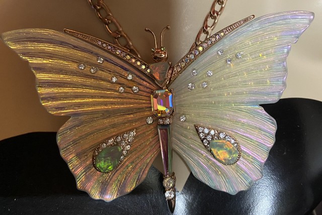 Betsey Johnson "flutterbye" Blue Butterfly Large Statement Necklace ...