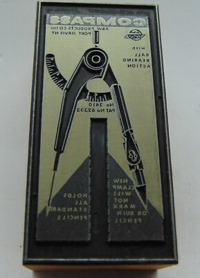 Printing Letterpress Printers Block A&W Tru Built Compass No 2410 | eBay