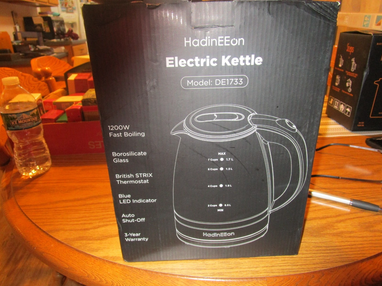 HadinEEon Clear Black Glass 1200W Electric Water Kettle 1.7L DE1733 New ...