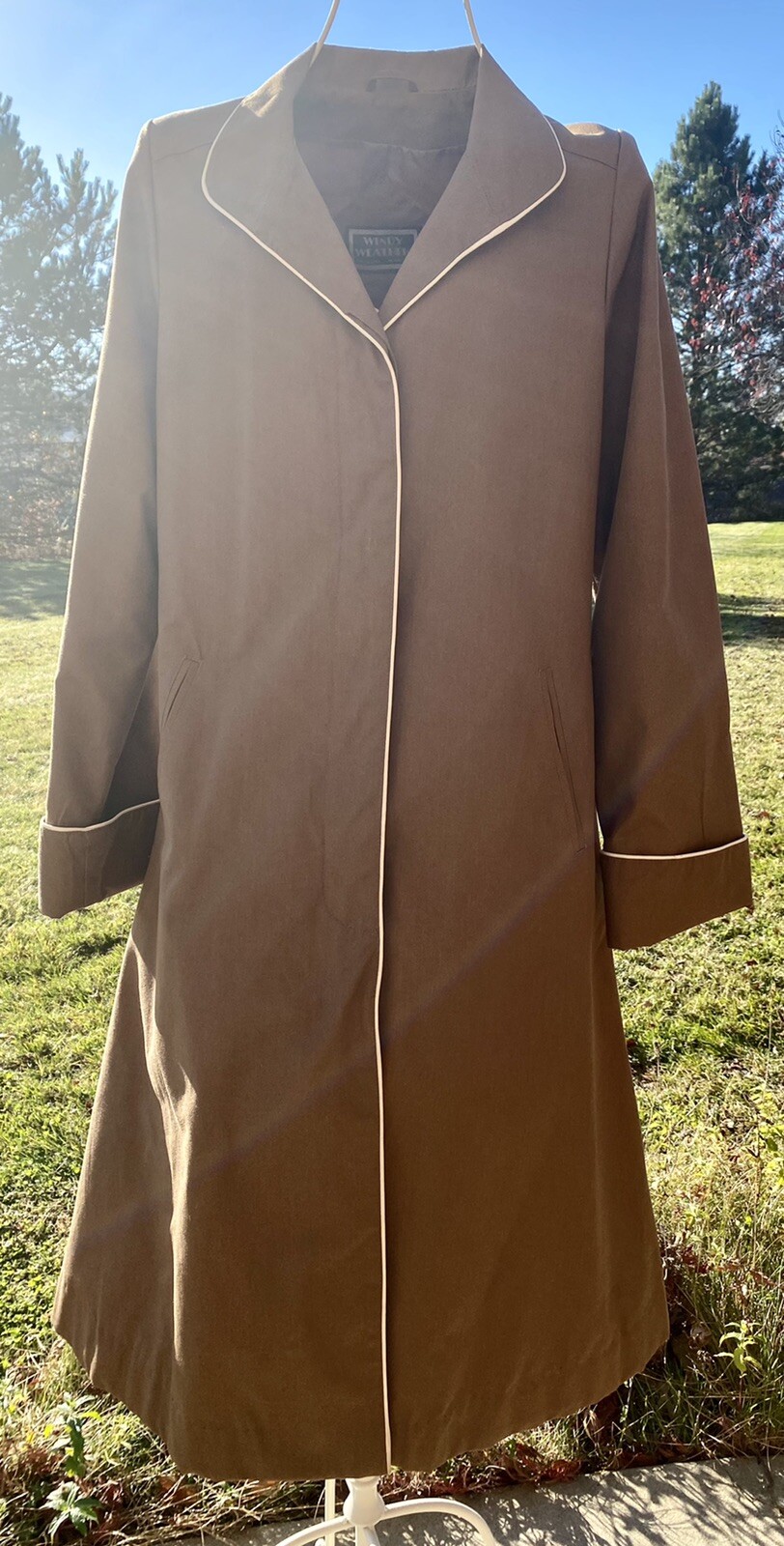 Windy Weather Vintage Brown Trench Rain Coat Below Kn… - Gem