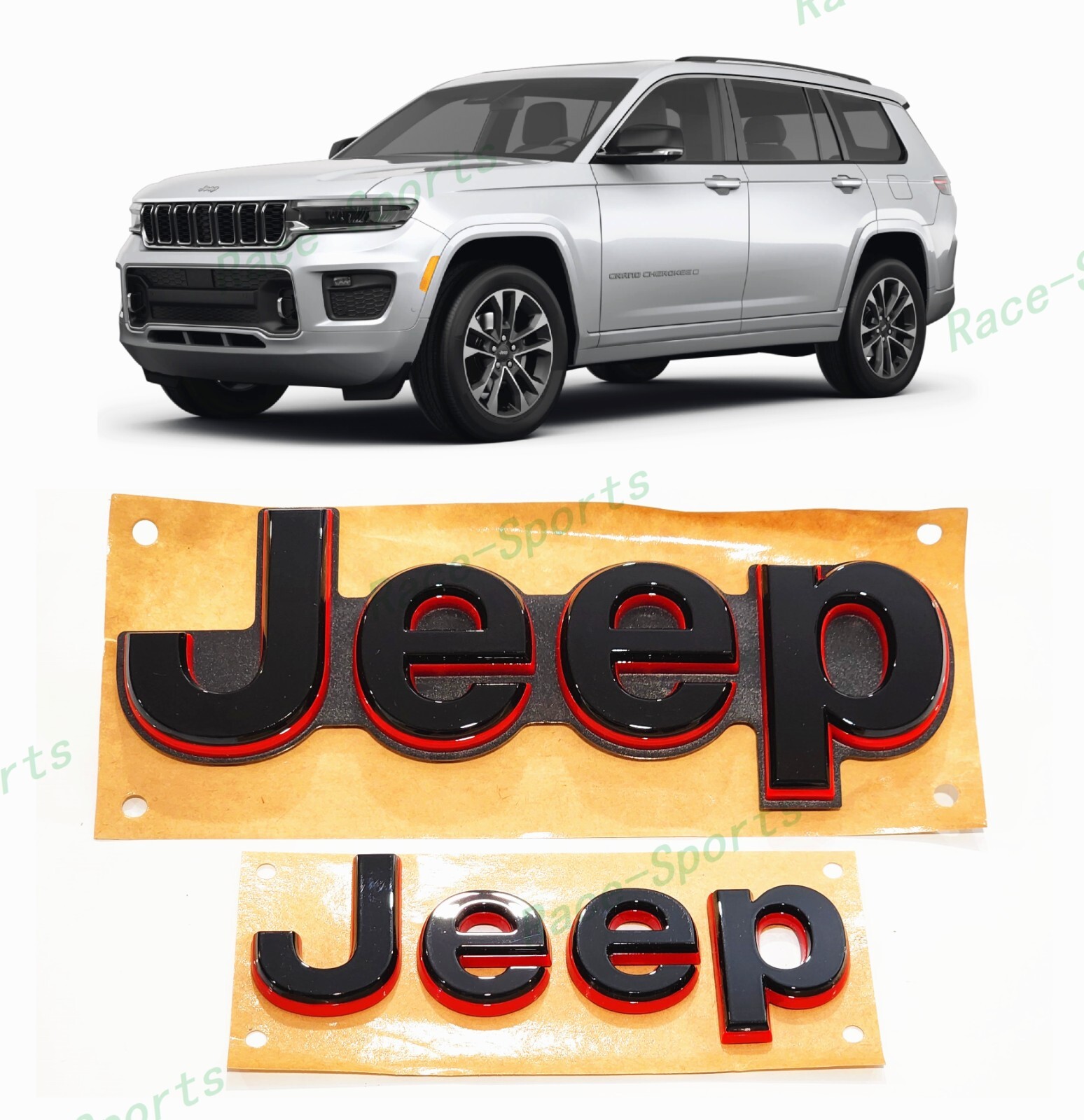 2021+ Jeep Grand Cherokee L 3 Row Only Front Rear Jeep Emblem Gloss ...