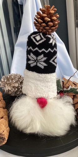 Hand-made Christmas Up-cycled Sock Gonk Cone Hat, Table Decoration, 9 ...