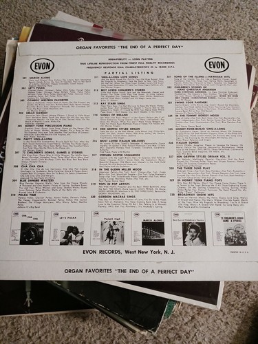 ORGAN FAVORITES The End Of A Perfect Day LP Vinyl Record 12" FRED FRANK ...