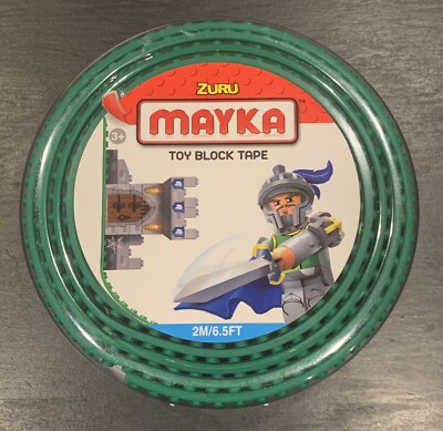 Zuru Mayka Toy Block Tape 2M/6.5 FT Dark Green 4 Row Compatible Lego ...