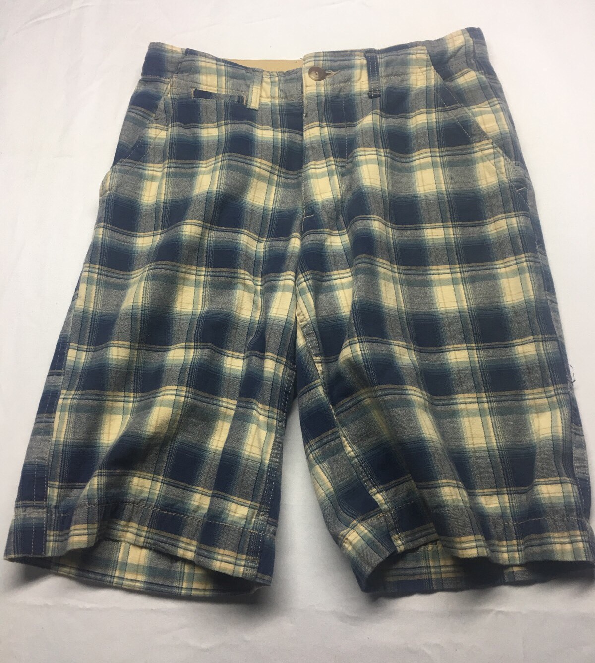 No Boundaries Shorts Noho Blue Plaid Men's Size 32 - Gem