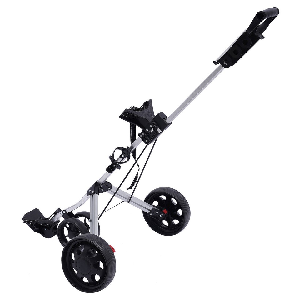 3-Wheel Golf Push Cart Lightweight Push Pull Golf Cart Trolley Sturdy ...