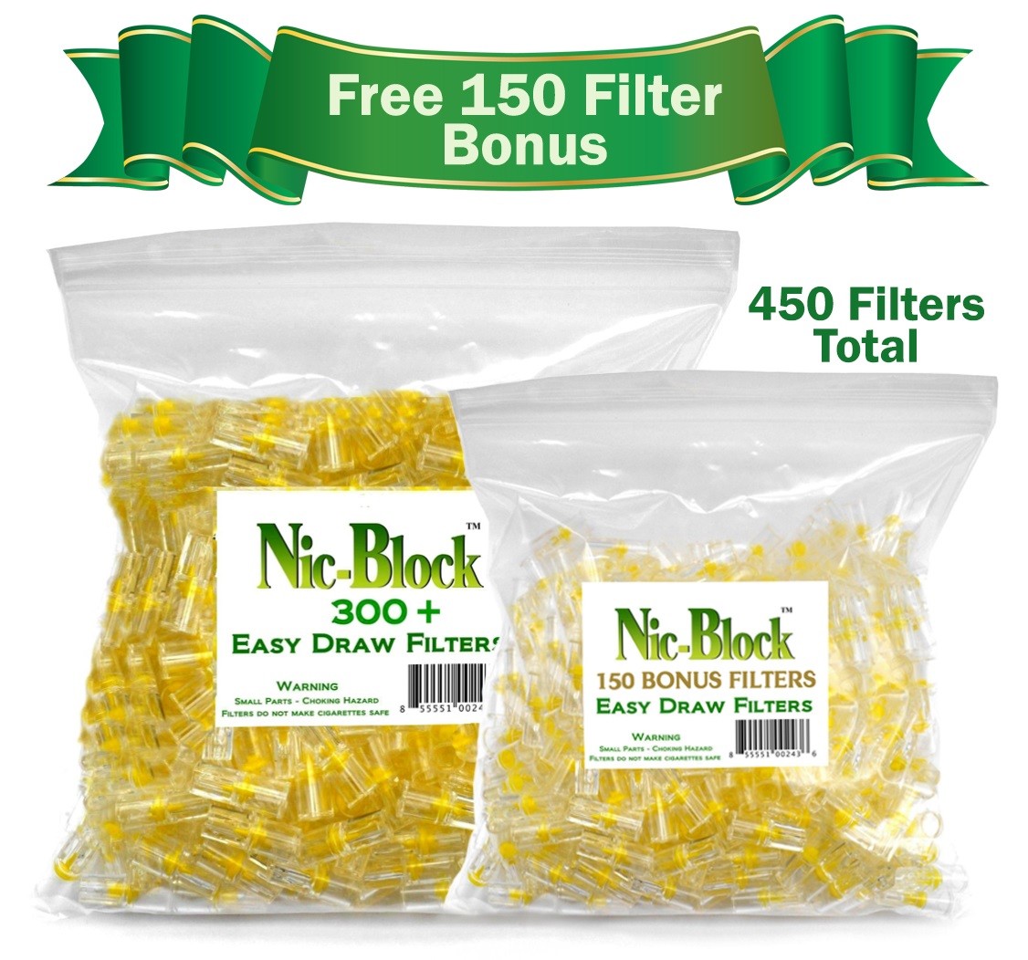 NIC-BLOCK Cigarette Filters Bulk Economy Pack 300 + 150 FREE BONUS ...