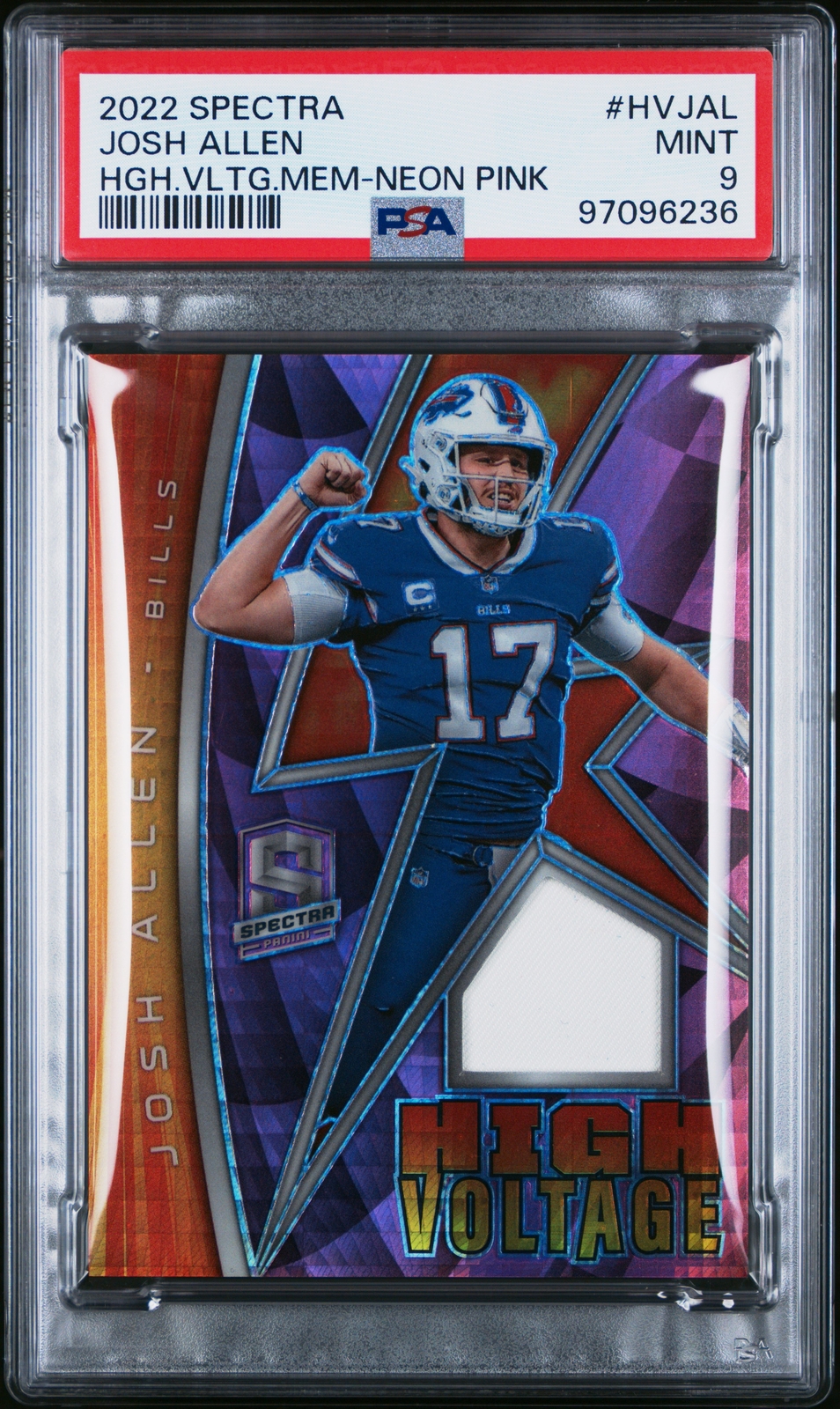 2022 PANINI SPECTRA HIGH VOLTAGE MEM NEON PINK #HVJAL JOSH ALLEN 12/15 ...