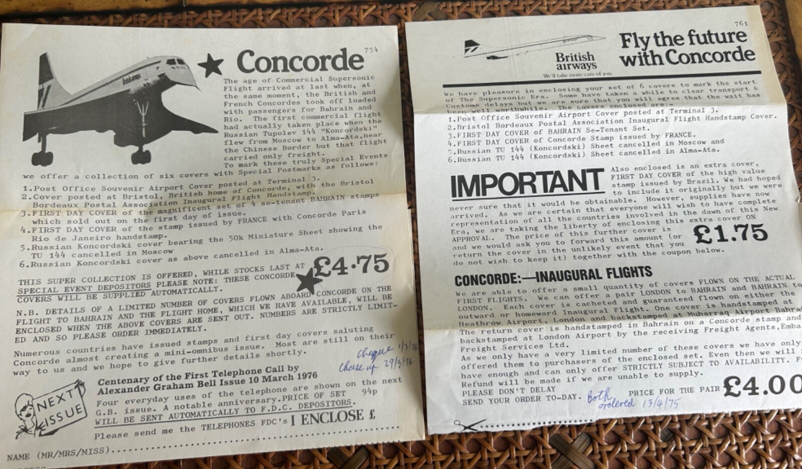 Concorde inaugural first day covers collection, x13 mixed rare variants ...