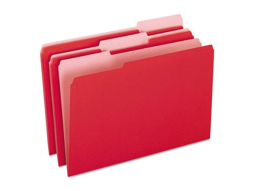 Pendaflex Colored File Folders 1/3 Cut Top Tab Legal Red/Light Red 100 ...
