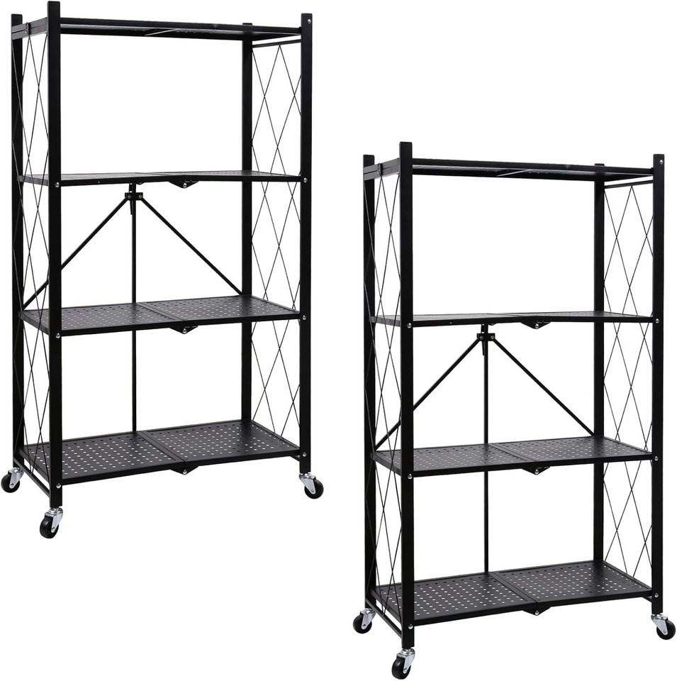 3-5 Tier Storage Shelvin Shelf Foldable Storage Shelf Wheels Garage ...