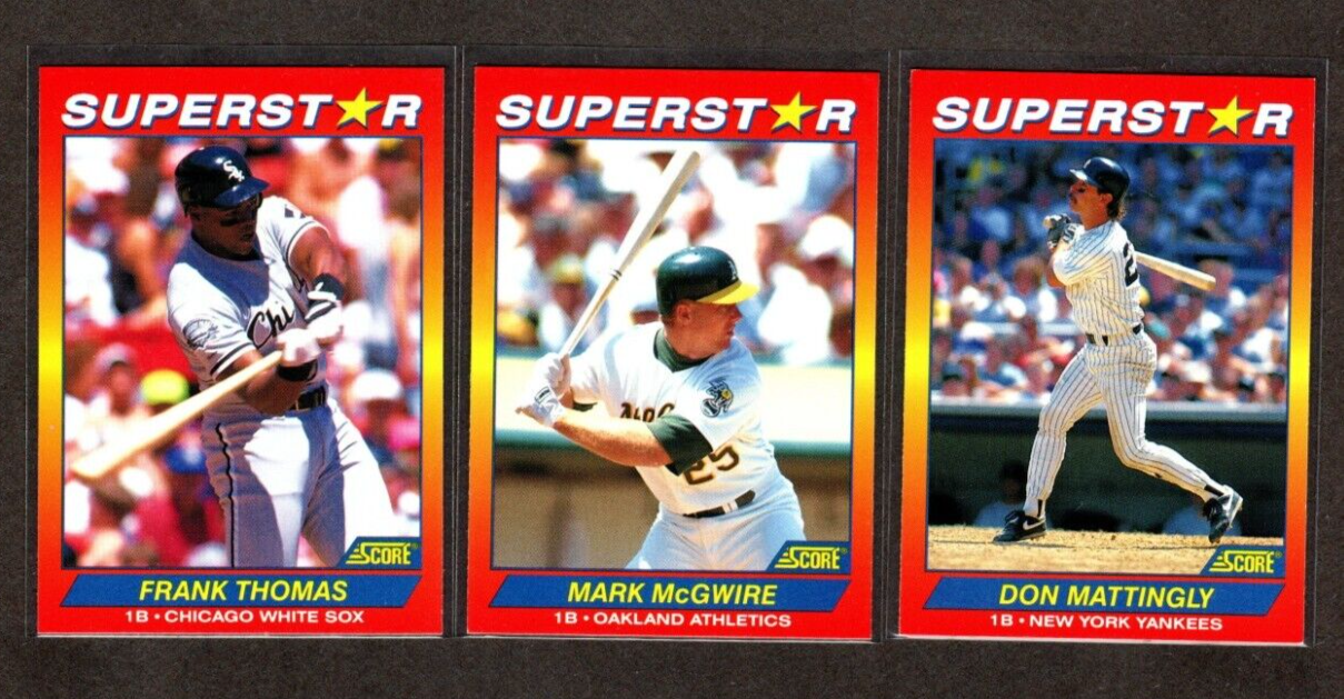 (3x) 1992 Score Superstar w/ MATTINGLY, MCGWIRE, FRANK THOMAS [NrMt ...