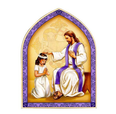 Girl's First Reconciliation Confession Arched Lasered Wood Desk Stand ...