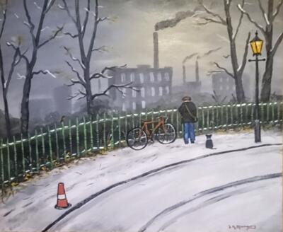 Watching the Mill Town : Northern Art Oil Painting by Reg Mummery 16" X ...