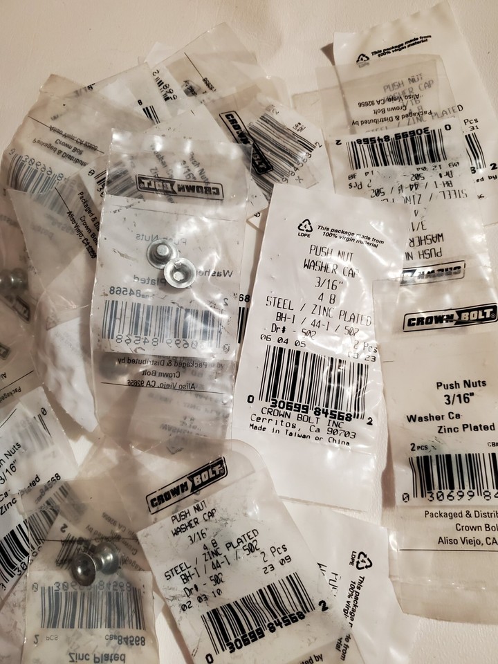 3/16" Push Nuts Washer Cap Crown Bolt Zinc Plated Axle Retainer Caps x ...