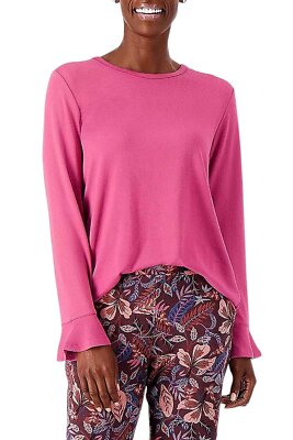 Stan Herman Luxe Sweater Knit Crew Neck Top Pink | eBay