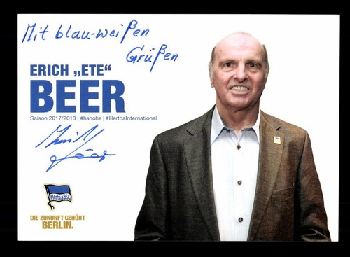 Erich Beer Autogrammkarte Hertha BSC Berlin 2017-18 Original Signiert ...