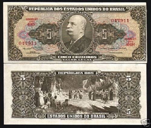 Brazil 5 CRUZEIROS P-176c 1964 "Conquest of AMAZON" DE LA RUE Brazilian ...