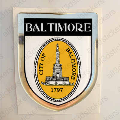 Baltimore USA Sticker Seal Resin Domed Flag United States 3D Stickers ...