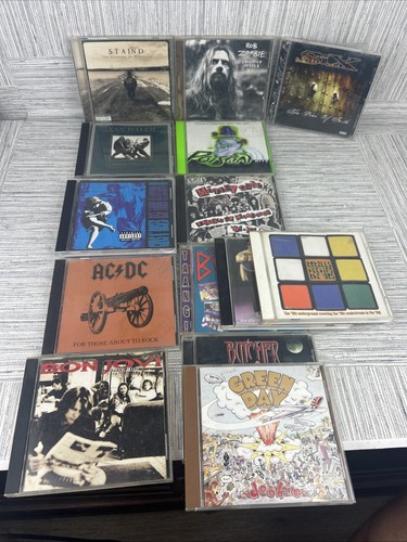 LOT OF 15 Rock/metal/grunge/alt CDs Staind AC/DC Green Day Bon Jovi ...