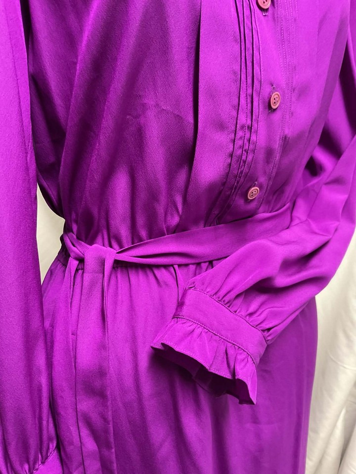 Women's Vintage 70s 80s Purple Dress Flowy Retro Chic Michael Benjamin ...