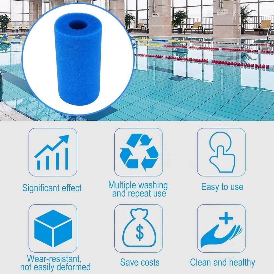 8Pcs Foam Sponge for Type a Reusable Washable Swimming Pool Aquarium ...