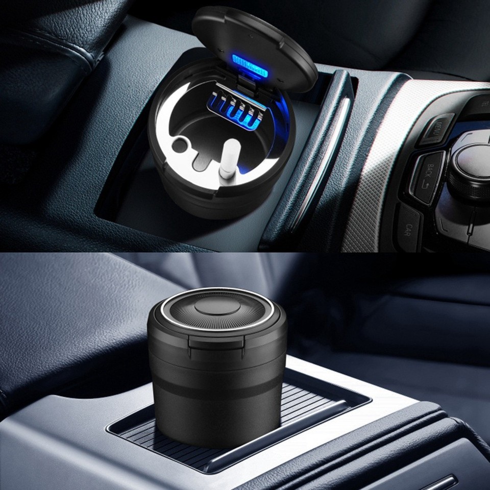 2X Tragbarer Aschen Becher mit LED Licht Auto Cup Halter Aschen Becher7917 | eBay UK