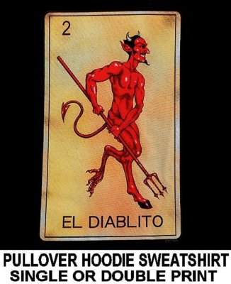 EL DIABLITO TAROT CARD DEATH TRIDENT SATAN EVIL DEVIL SKULL HOODIE ...