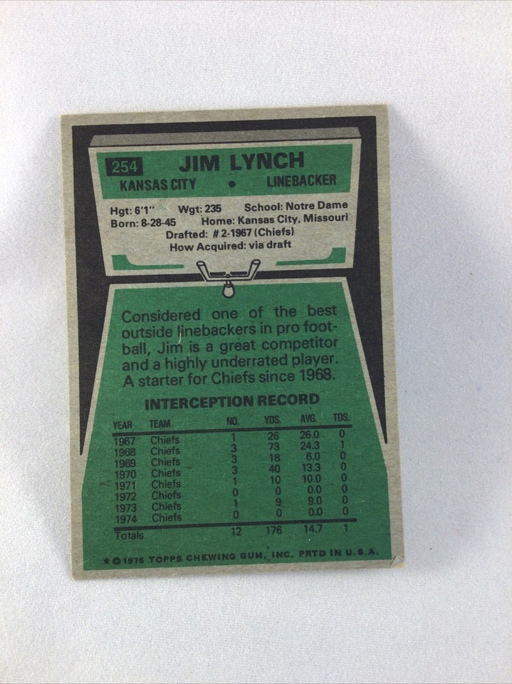 Jim Lynch-Notre Dame- Kansas City Chiefs Autographed Card | eBay