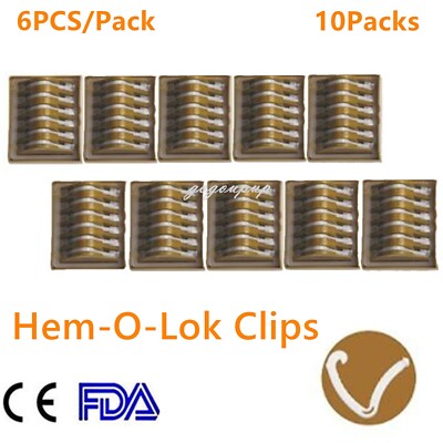 Surgical Clips Weck Clips XL Size Golden Color,6PCS/Pack,Qty: 10 Packs ...