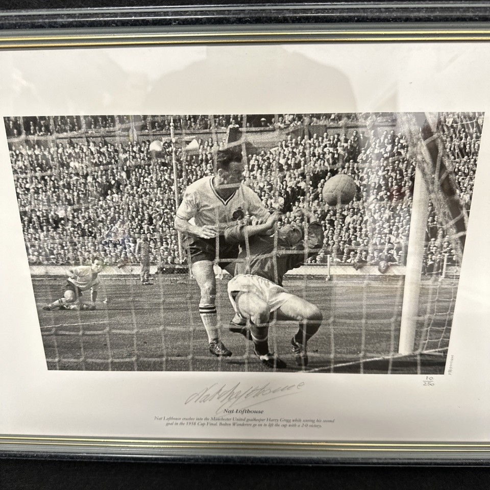 Nat Lofthouse BWFC Signed Ltd Edition Framed Photo 1958 MUFC Harry ...