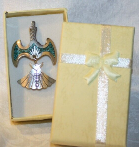 NAVAJO TOMMY SINGER SIGNED Tc TURQUOISE STERLING SILVER PEYOTE BIRD ...