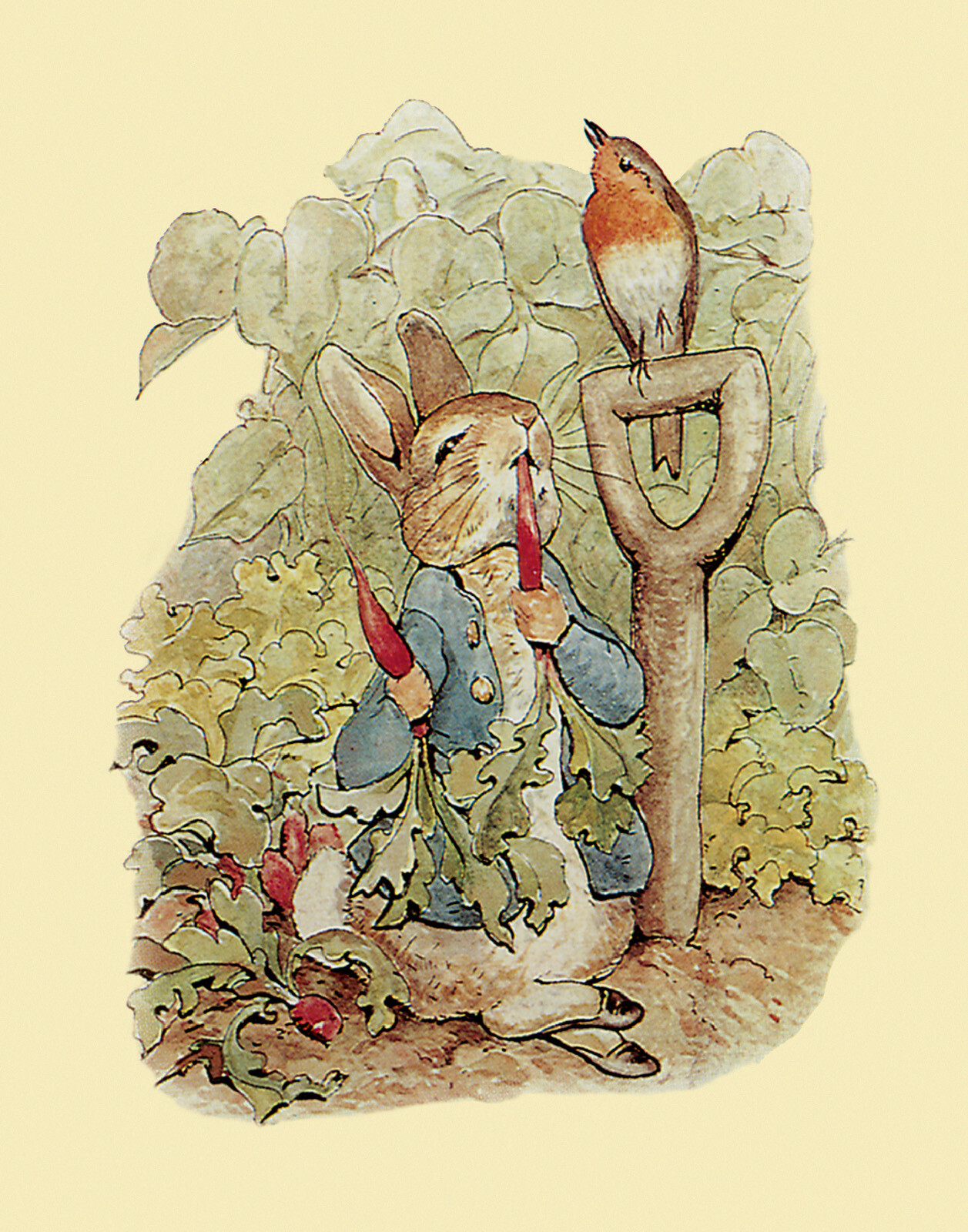 Poster Peter Rabbit Adventurous in Blue Jacket Eating Carrots Repro ...
