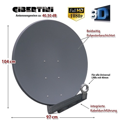 Gibertini Sat Antenne 100cm SE Profi Serie Sat Spiegel Schüssel Alu ...