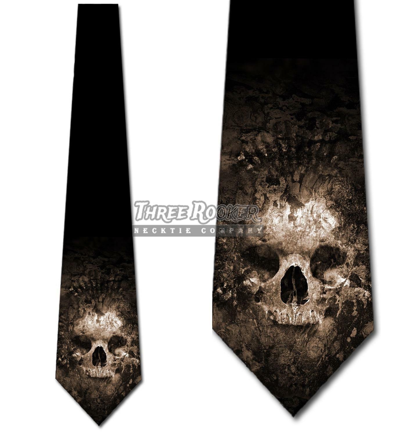 Antiqued Skull Ties Halloween Tie Men's Skeleton Neck Ties Brand New | eBay