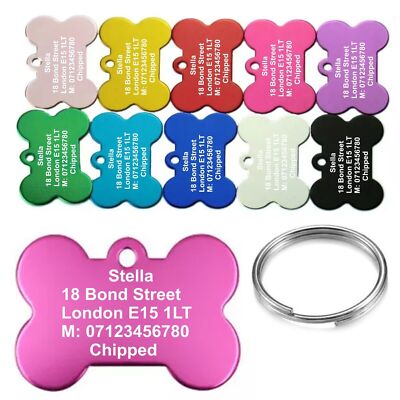 Engraved Dog Tag Personalised ID Pet Tags Cat Identification Collar ...