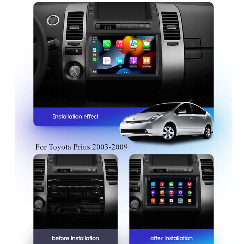 For 2004-2009 Toyota Prius Apple CarPlay & Android Auto, GPS Head Unit ...