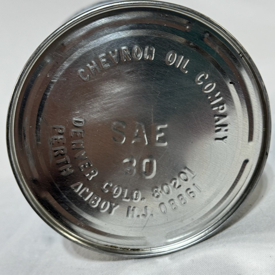 Vintage Chevron Oil Can Delo 100 Motor S.A.E. 30 Cardboard Nice, USA | eBay