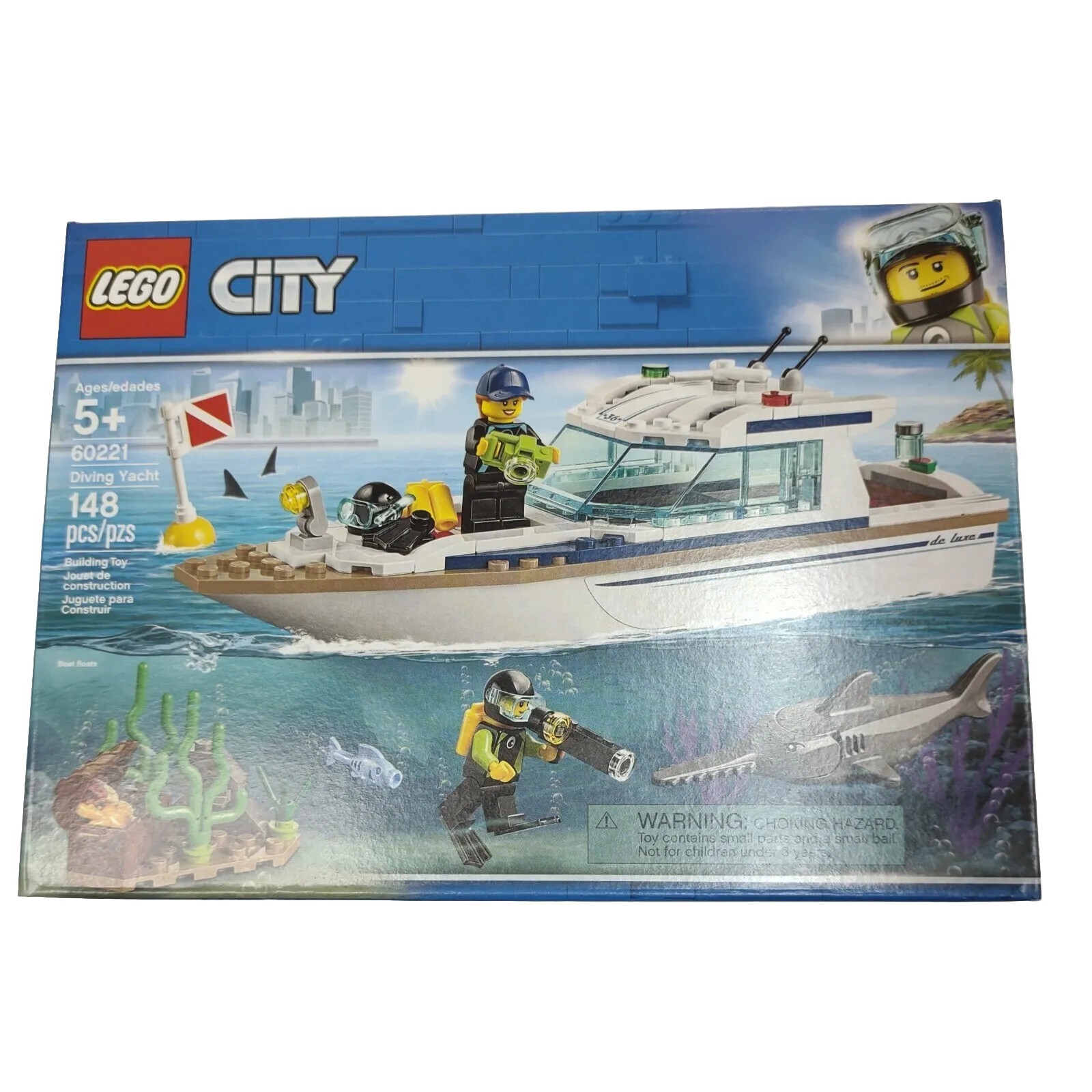 Lego City Diving Yacht 60221 Building Toy Boat + Minifigures Shark ...