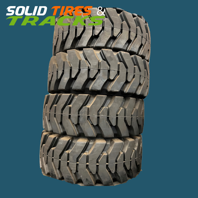 12-16.5/ 12x16.5 Solid Skid Steer Tires 4 & Rims for CAT, Case, Bobcat ...