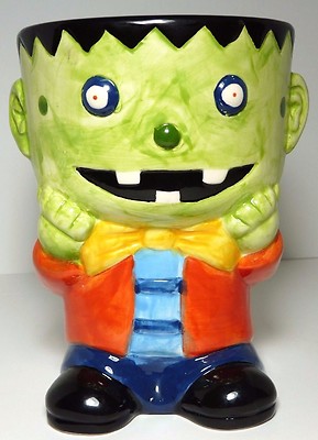 Halloween Frankenstein Monster Green Ceramic Candy Dish 8" Spooky ...