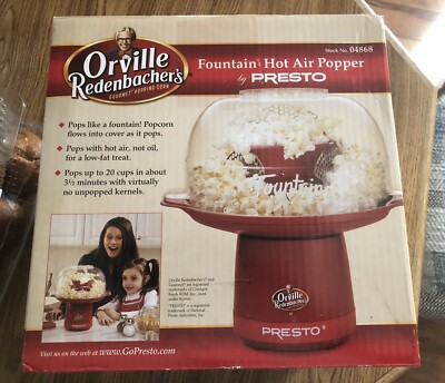 Orville Redenbacher'S Fountain Hot Air Popper Popcorn 20 Cups Red | eBay