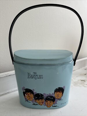 RARE BEATLES 1965 BLUE VINYL LUNCHBOX USA NEMS LUNCH BAG RETRO VINTAGE ...