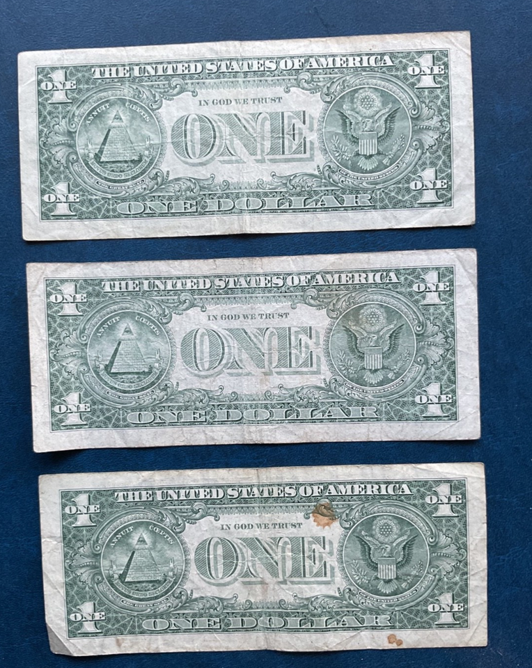 2013 B $1 Star Notes (3) Duplicated Serial Number Dollar Bills ...