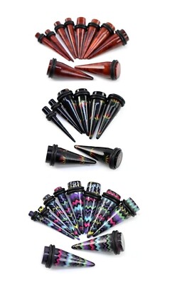 Single Acrylic Print Straight Spike Taper Expander Ear Stretcher Plug ...