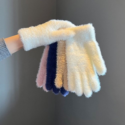 Winter Warm Wool Knitted Gloves Fingers Open Full Finger Mittens Women ...