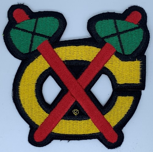 Chicago Blackhawk Cross Tomahawk Patch GRN/RED 4 1/4" wide | eBay