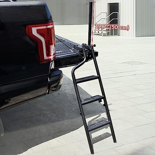 42" Foldable Pickup Truck Tailgate Ladder with Grab Handle, Heavy Duty ...